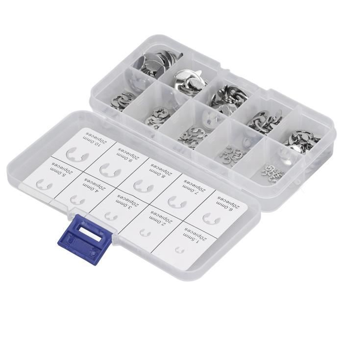 GOTOTOP Kit d'assortiment de clips E 200PCS E Clip Assortiment Kit En Acier Inoxydable Bonne ...