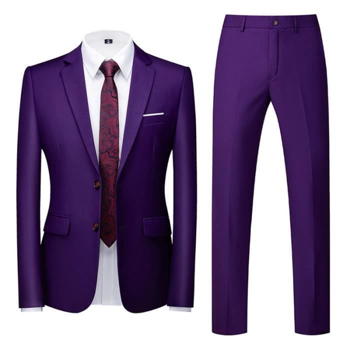 Costume Homme 3 Pièces - Marque Luxe - Deux Bouton - Violet - Cdiscount ...