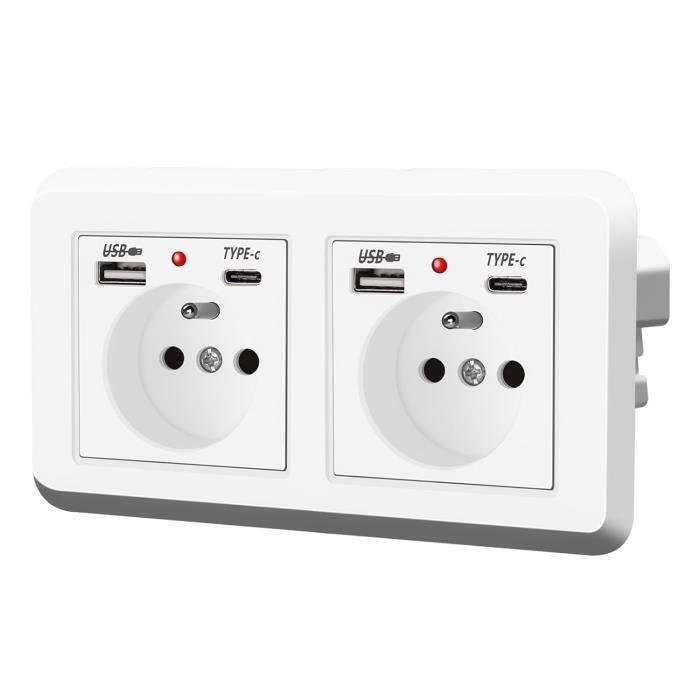 Double Prise Usb, Prise Usb Encastrable Avec Usb Et Type C, 16A Prise ...