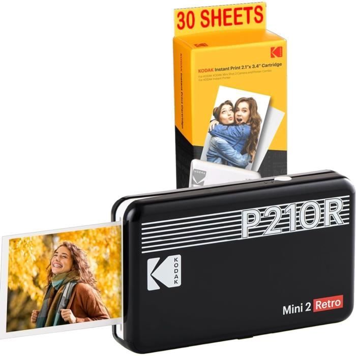 Pack Mini Imprimante P210 Retro 2 + Cartouche Et Papier Pour 30 Photos ...