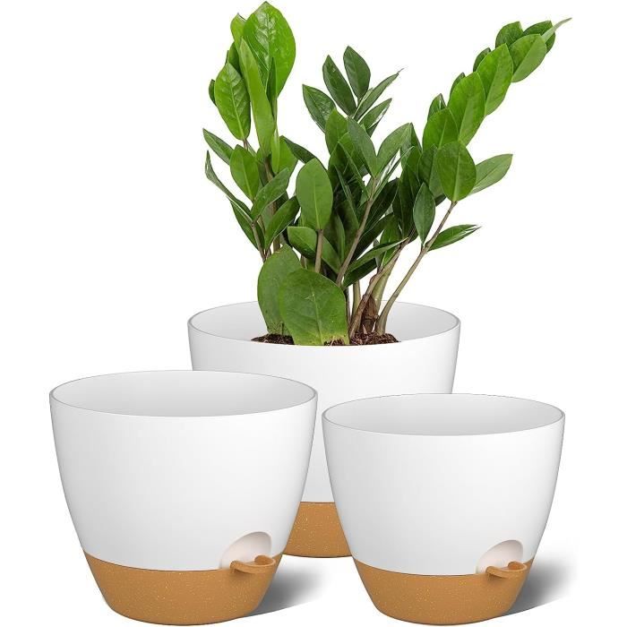 Lot De 3 Pots De Fleurs Avec Soucoupe - 23-25-30 Cm - Pour Plantes D ...