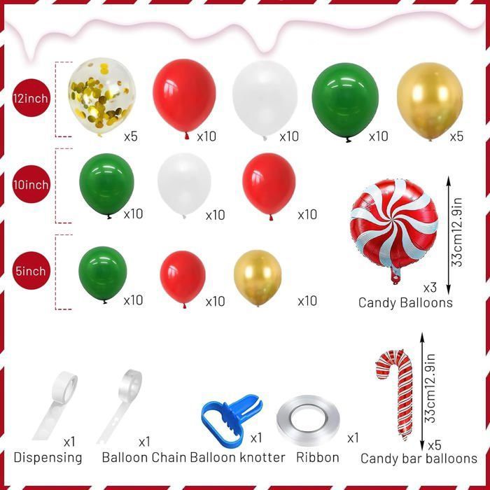 Noël Ballon Guirlande, Ballon De Noel, 108 Pièces Ballons Noel ...