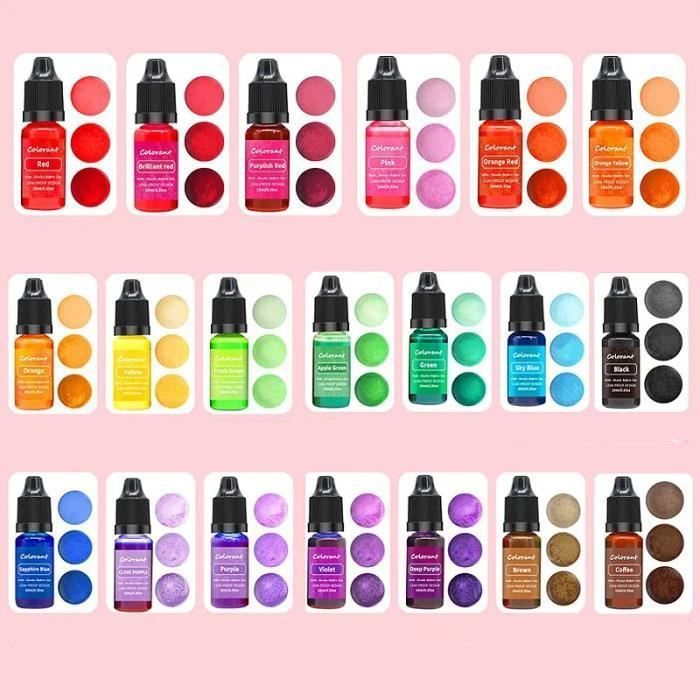 Colorant liquide pour bougie - 20 couleurs - Pigment pour aromathérapie ...