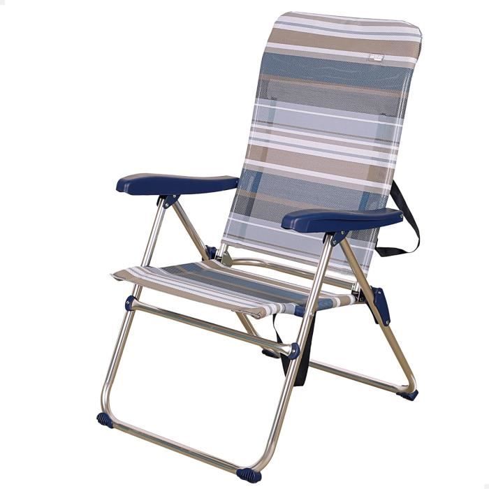 Chaise Pliante Plage 5 Positions en Aluminium Beach 68 x 61 x 92 cm ...