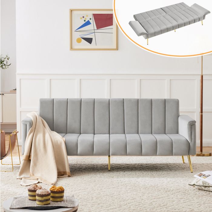 Banquette convertible pliable en tissu velours, avec pieds de soutien ...