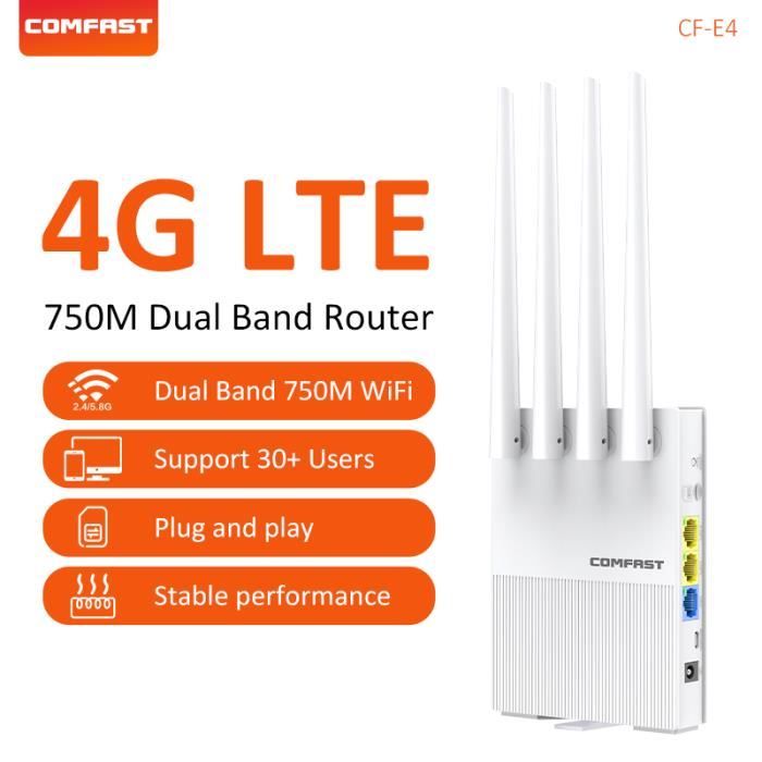 4G persévérance WiFi routeur 750Mbps epiCard routeur sans fil 2.4G-5.8G 4 antenne à gain élevé ...