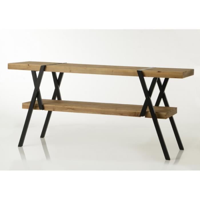 Grande console industrielle 180 cm bois et métal naturel - Cdiscount Maison