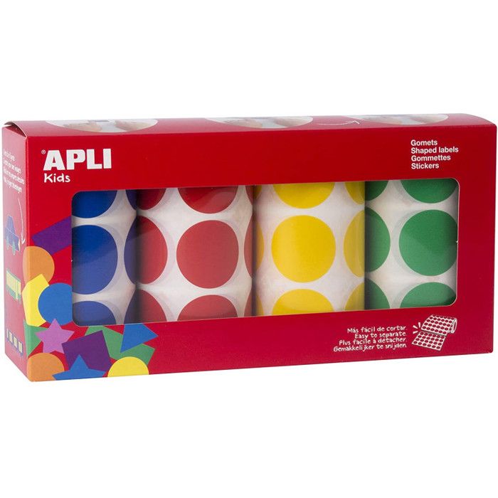 Gommettes - APLI-AGIPA - Pack de 4 rouleaux - Diamètre 33mm - Couleurs ...