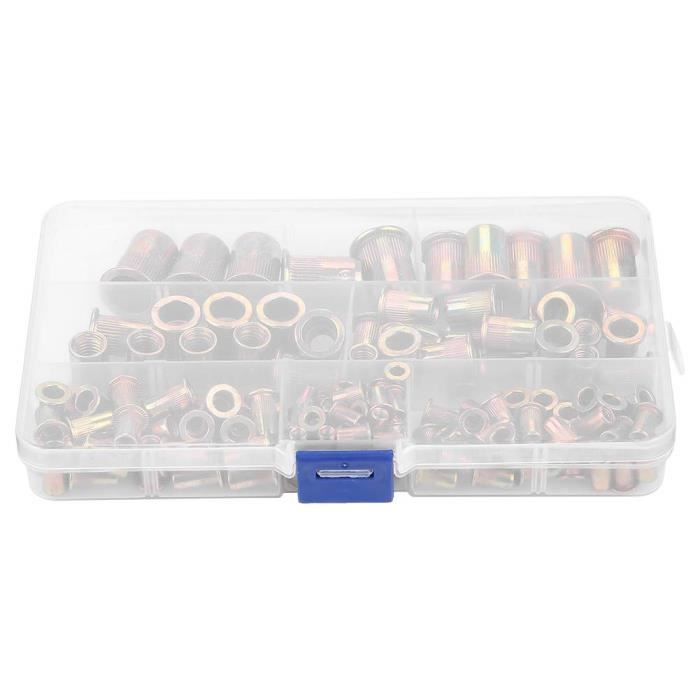 Kit D'écrous à Rivets 150 Pièces, M3 - M4 - M5 - M6 - M8 - M10 - M12 en Acier au Carbone Tête ...