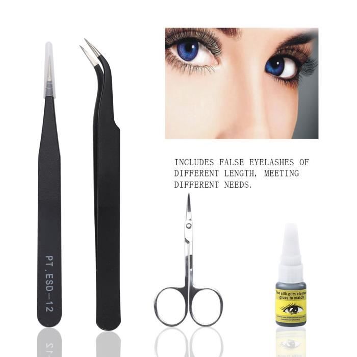 Extension de cils Kit professionnel d'extension de faux cils Kit d ...