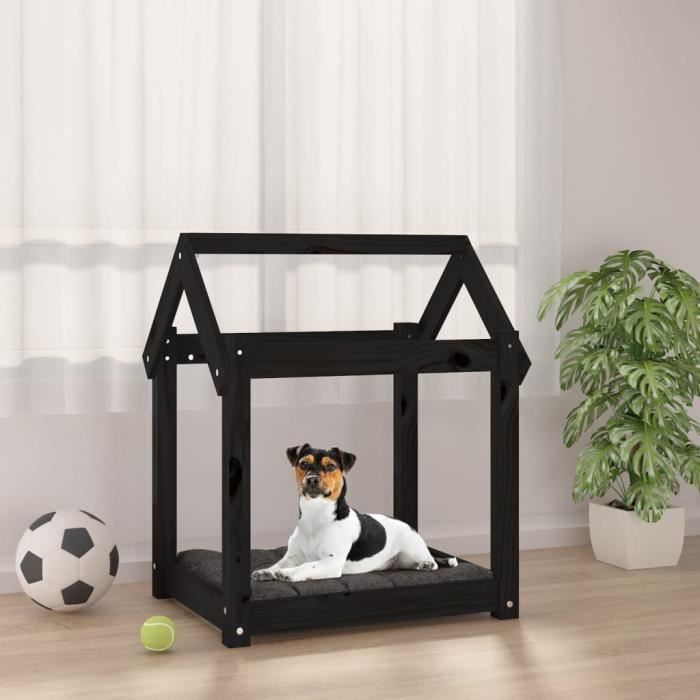 JNG Lit pour chien Noir 61x50x70 cm Bois de pin solide KN005 111640 ...