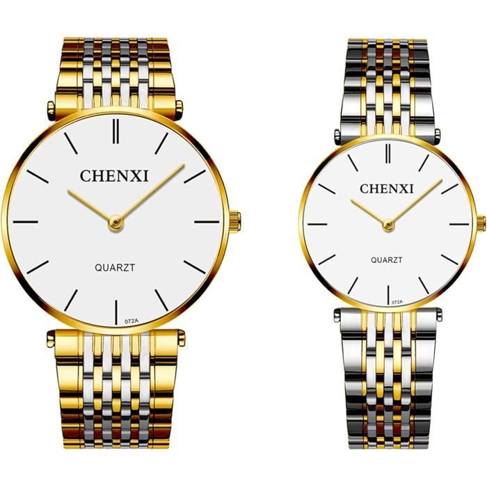 Montre Homme Femme À Quartz Montre Couple Extra-Plate Avec Bracelet En ...