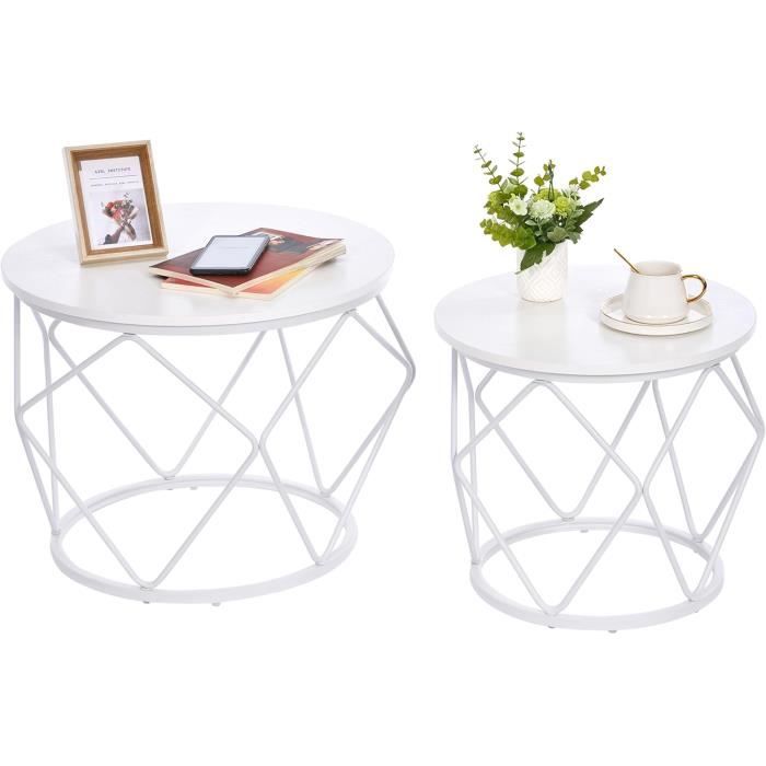 Hzuaneri Table Basse Ronde, Lot de 2 Tables d'appoint, Ensemble de ...