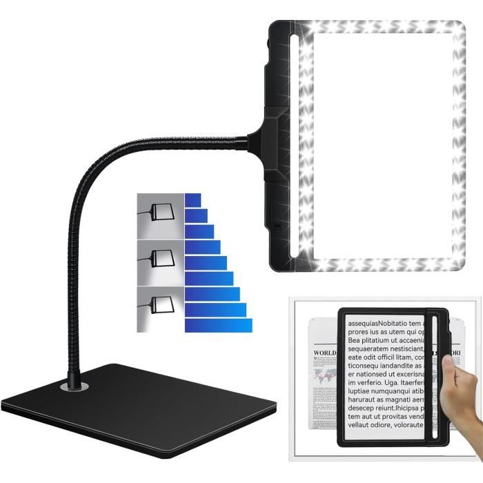 NZQXJXZ 5X Loupe de Lecture avec lère et Support, 2 en 1 Lampe loupe de Bureau 42 LED à lnosité ...