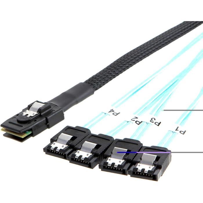 Mini Sas 36 Pin Mâle (Sff-8087) Vers 4 X Sata 7 Pin Femelle Câble, Mini ...