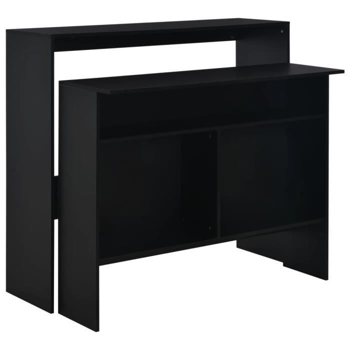 VidaXL Table de bar avec 2 dessus de table Noir 130 x 40 x 120 cm ...