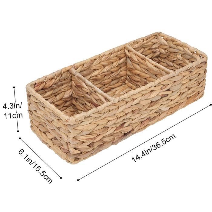 Panier de rangement en osier,3 Dividers--Panier de rangement en rotin ...