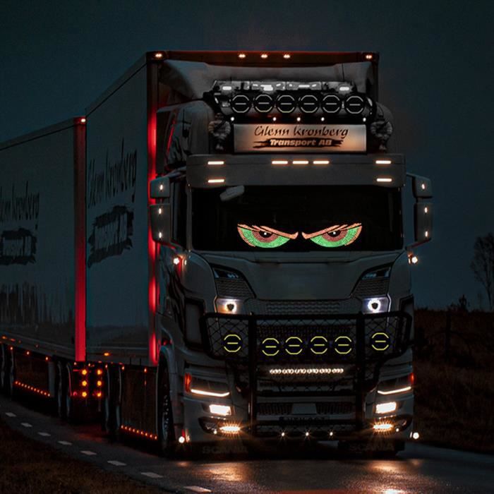 Lumière LED yeux de voiture,rouge jaune+blanc lumière,avec 11 modes ...