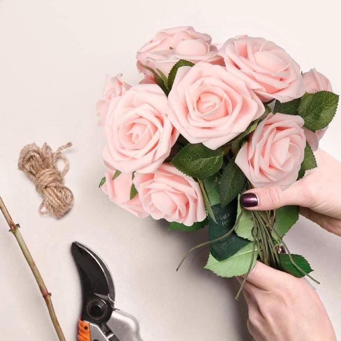 50Pcs Fleurs Artificielles Roses Mousse Faux Rose avec Tige pour Bouquet De Mariage Fete De Douche De Mariee Maison DIY Decoration Cdiscount Maison