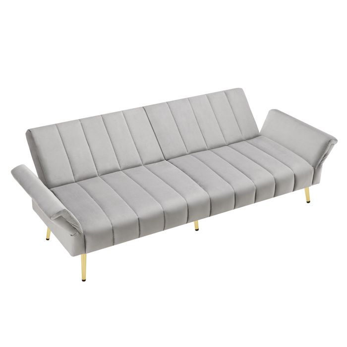 Banquette convertible pliable en tissu velours, avec pieds de soutien ...
