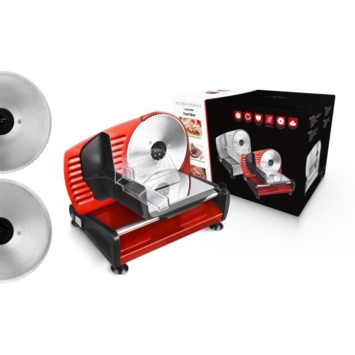 KALORIK - TKG AS 1003 RD 2M - Trancheuse électrique - 2 lames : dentée et extra fine - Epaisseur ...