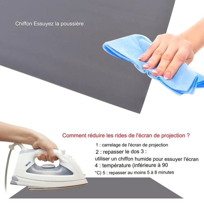Écran de projecteur 60-133 pouces métal gris Anti-lumière 16:9 bordure ...