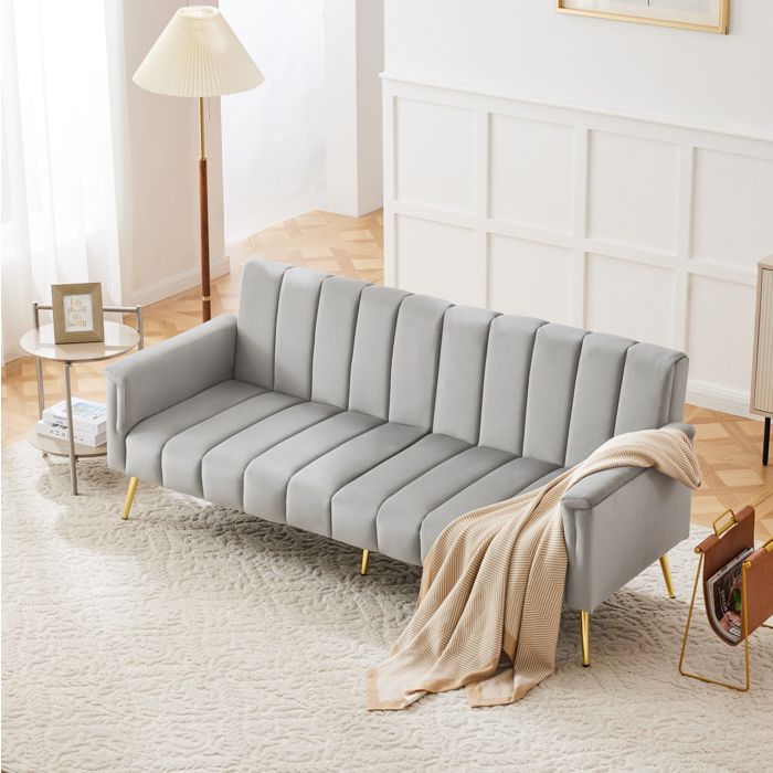 Banquette convertible pliable en tissu velours, avec pieds de soutien ...