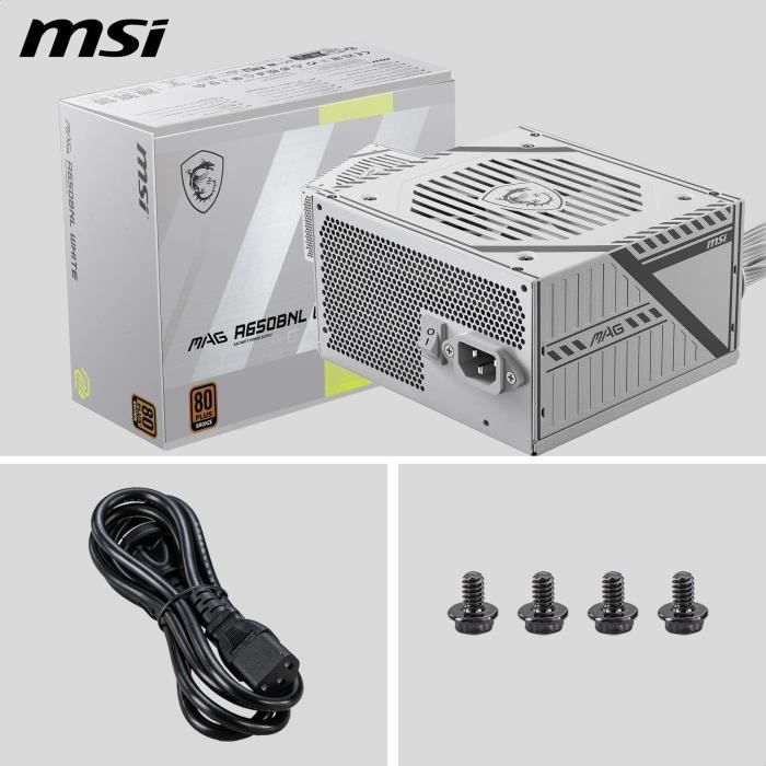 Alimentation PC - MSI - 306-7ZPAX27-HH9 - MAG A650BNL WHITE - Cdiscount ...