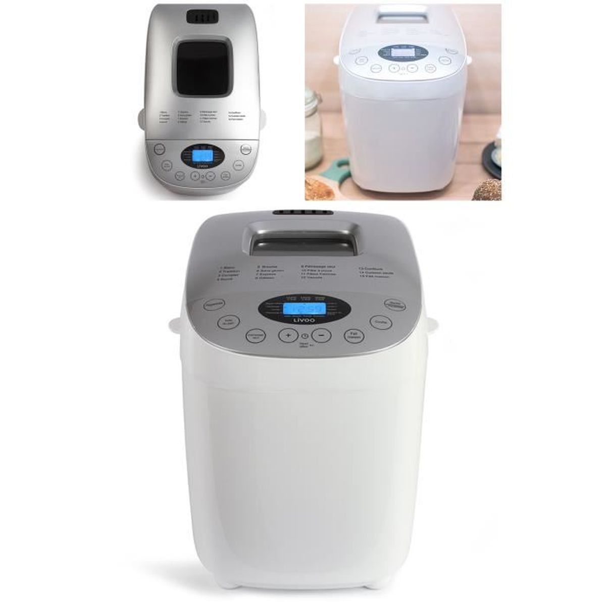Machine à pain Cuve en aluminium Double pétrin 850W 1600g écran LCD 15 ...