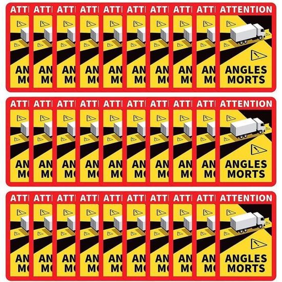 Lot de 30 stickers angles morts Poids lourd officiel adhésif pour ...