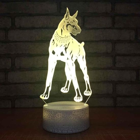 3D Lampe Illusion Optique Motif De Loup Animal Led Veilleuse, Enfants ...
