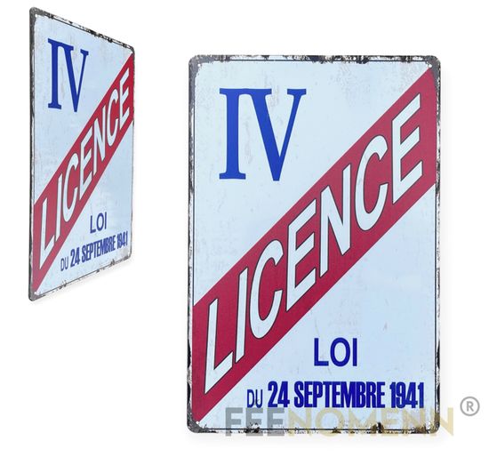 Plaque Métal Déco Vintage - Licence IV - Autorisation Débit de Boisson ...