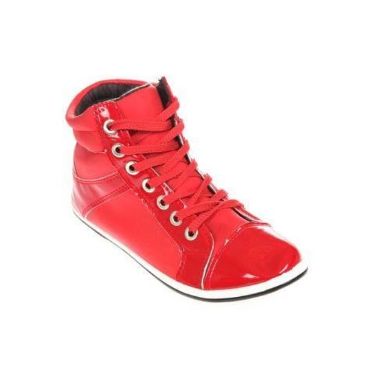 Basket vernis à lacets ... Rouge Rouge Rouge - Cdiscount Chaussures