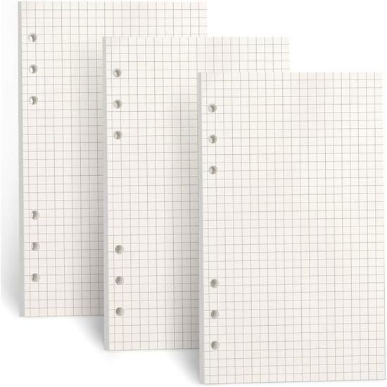 Lot de 3 paquets de papier A6, papier de recharge A6, 135 feuilles (270 ...