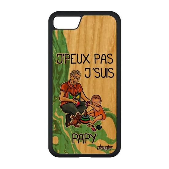 Coque j'peux pas j'suis papy pour Apple iPhone SE 2020 bois silicone ...