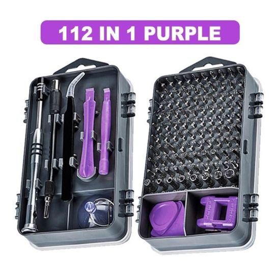 TOURNEVIS,112Purple--jeu de tournevis de précision 135 en 1, Mini vis magnétiques, écrous ...