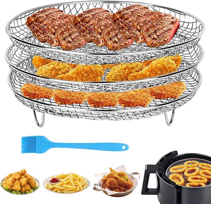 Support de friteuse à air comprimé compatible avec la friteuse à air Ninja de 20,3 cm, 3 couches ...