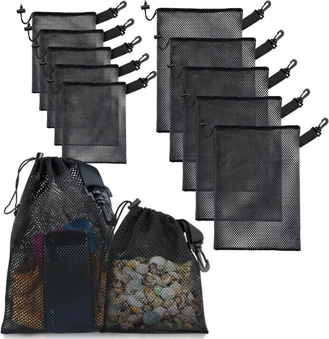 Petit Sac En Filet Avec Clip, Noire Sacs Maille Avec Cordon, Petites ...