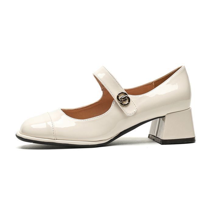 Chaussures Femme à Talon Moyen avec Boucle–Design Élégant en Cuir Verni ...