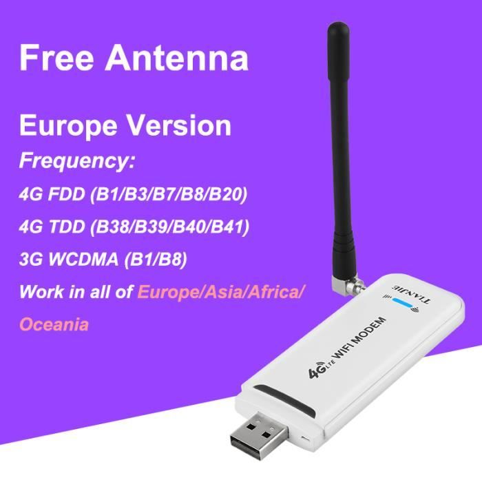 Version européenne - routeur WiFi 4G, carte Micro SIM Portable sans fil LTE, Modem USB, carte ...