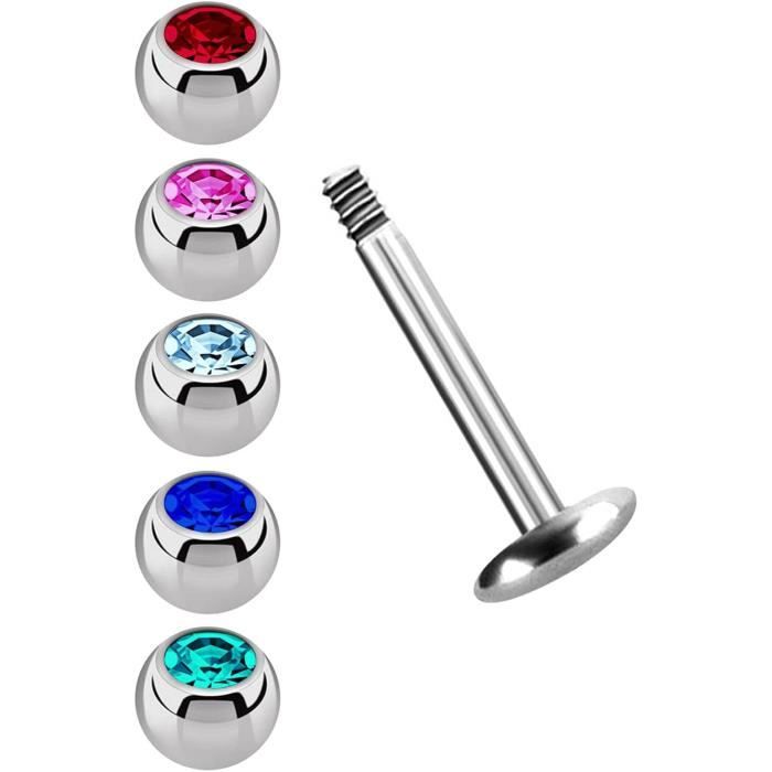 Set piercing Labret en titane pour homme - 1,2 mm - longueurs ...