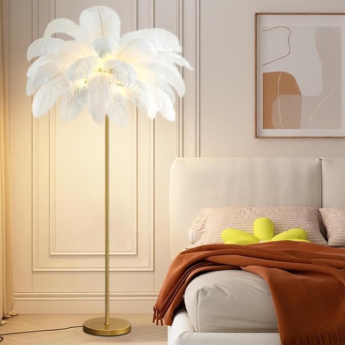 Lampadaire, Lampe À Plumes, Lampe Sur Pied En Plumes D'Autruche Avec ...