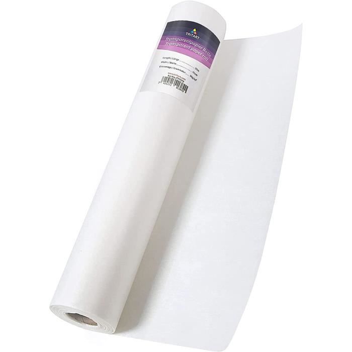 TRITART Papier Calque en Rouleau Largeur 40 cm x 50 m Grand Format 50 g ...