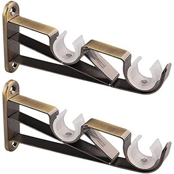 1Paire Support de Tringle à Rideau Double, Supports de Rideau，Support ...