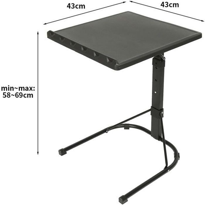 Table Pliante réglable Niceme - Noir - Table d'Appoint - Pliable ...