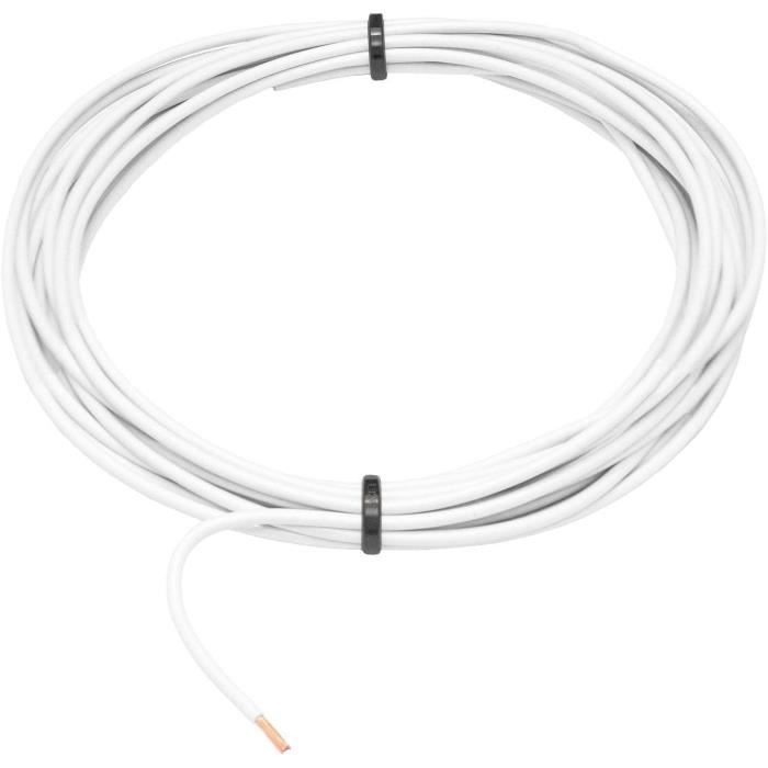 10M Flry Câble De Véhicule Blanc 1Mm² Rond Câble Fil De Fer Toronné Car ...