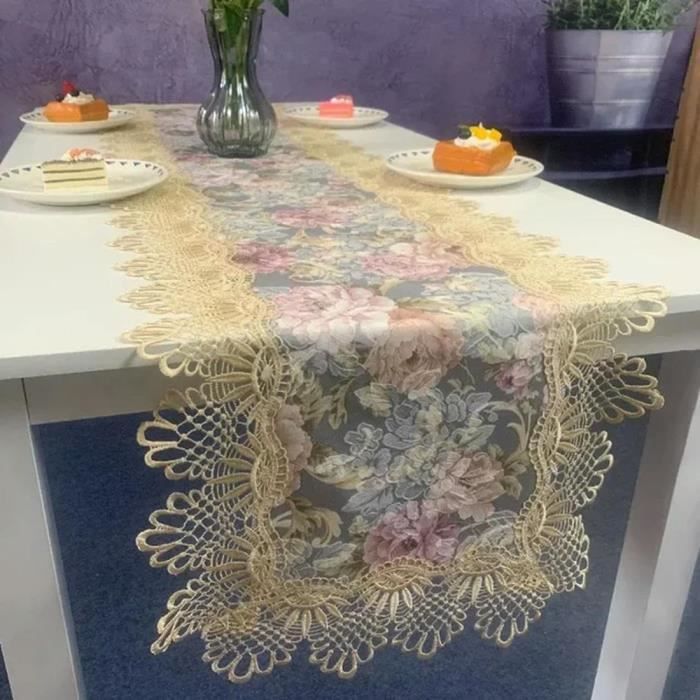 Chemin De Table Ovale En Dentelle Brodée Pour Meuble Tv, Nappe Avec ...