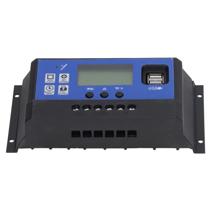 LAN Régulateur de charge solaire 60A PWM Panel Intelligent Lighting Charging Control 12V 24V ...