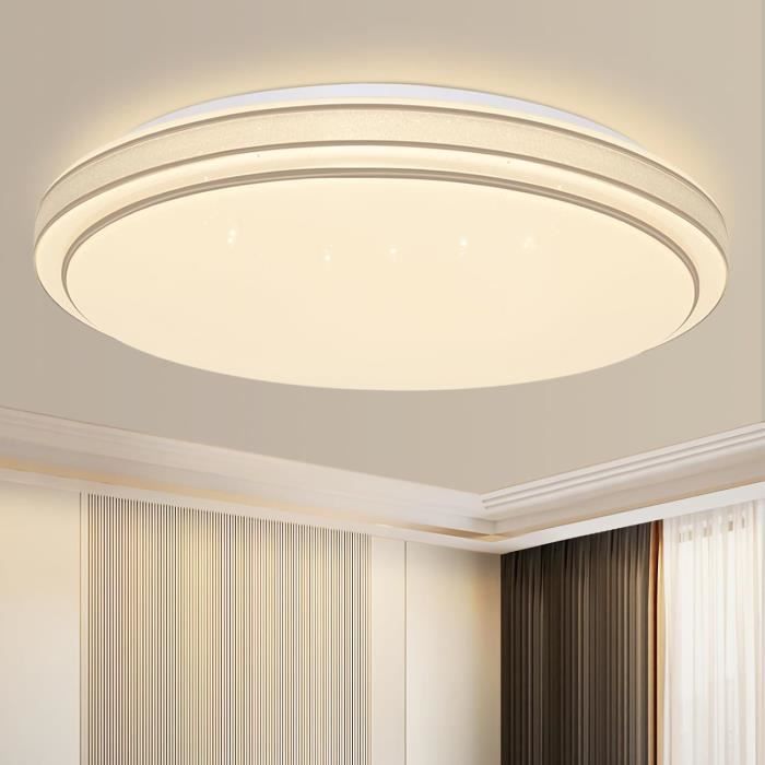 Homefire Plafonnier LED moderne rond - Plastique - Argent - 27 x 27 x 6 ...