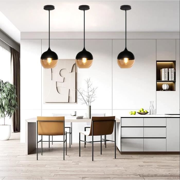 Kawoo Lot de 3 Lampe Suspension Retro,Lustre Luminaire Industrielle ...